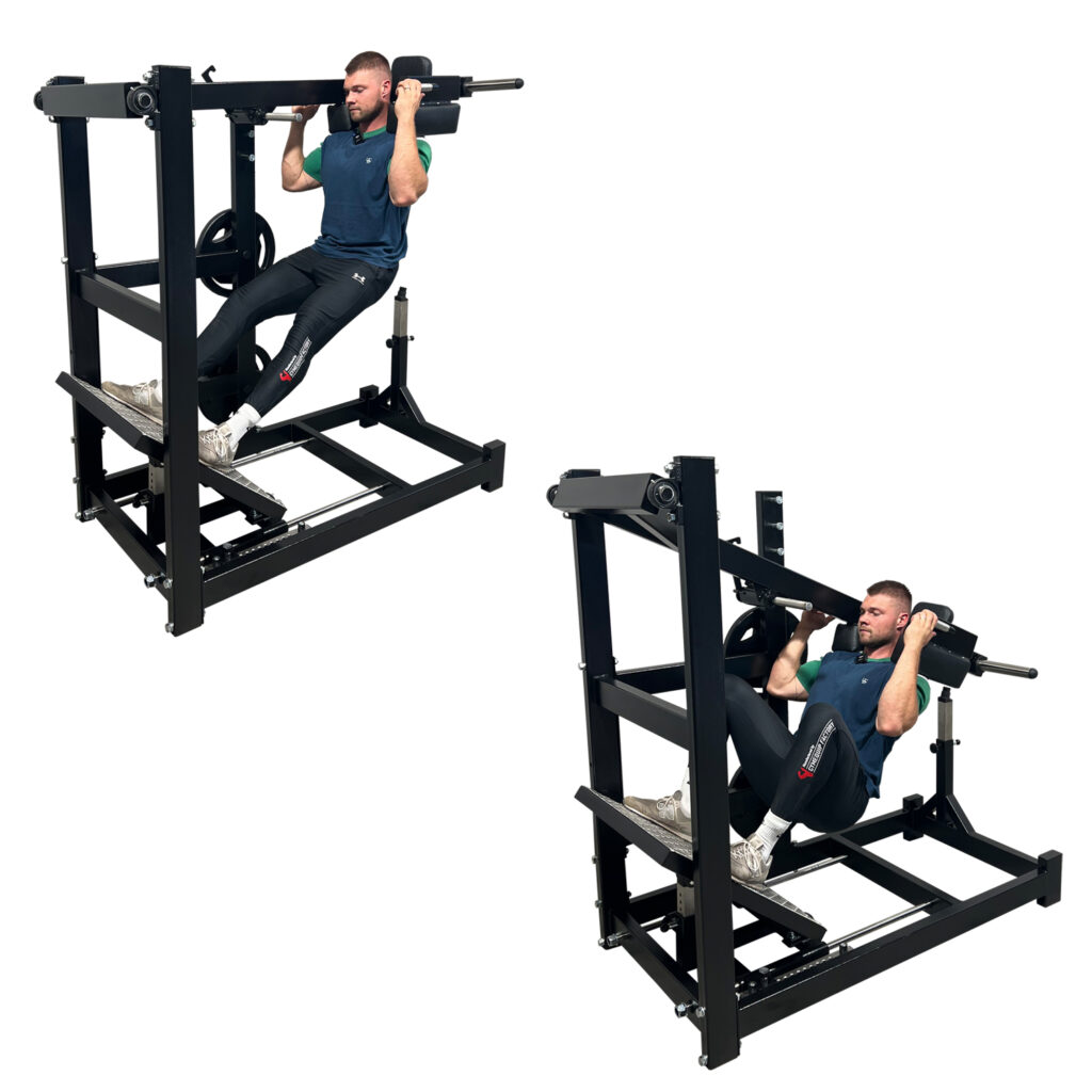 Pendulum Squat Machine with adjustable foot platform - gymequip.eu